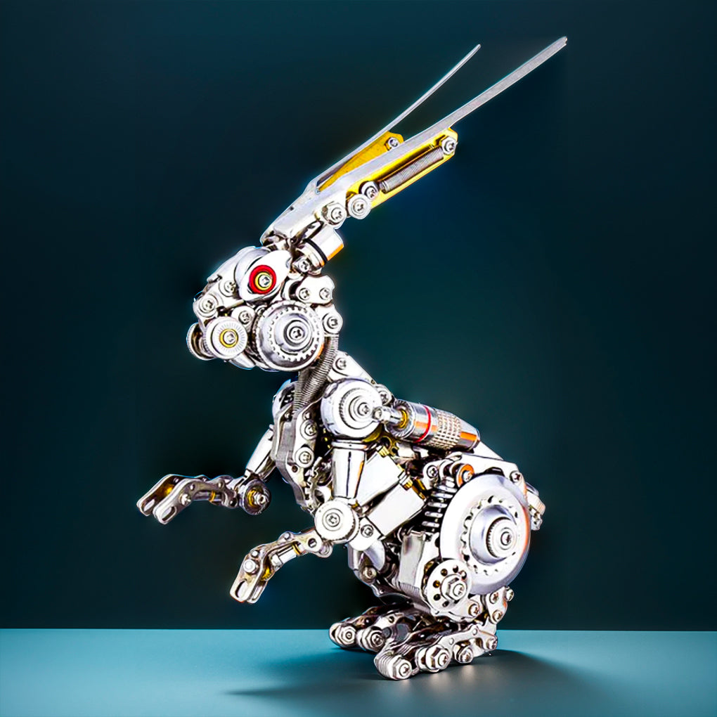 DIY 3D Metal Punk Mechanical Rabbit Puzzle Model Crafts Assembly Kit-5 ...